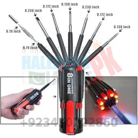 8 in 1 Multi-Screwdrivers with Flashlight – Hallroadlahore.pk